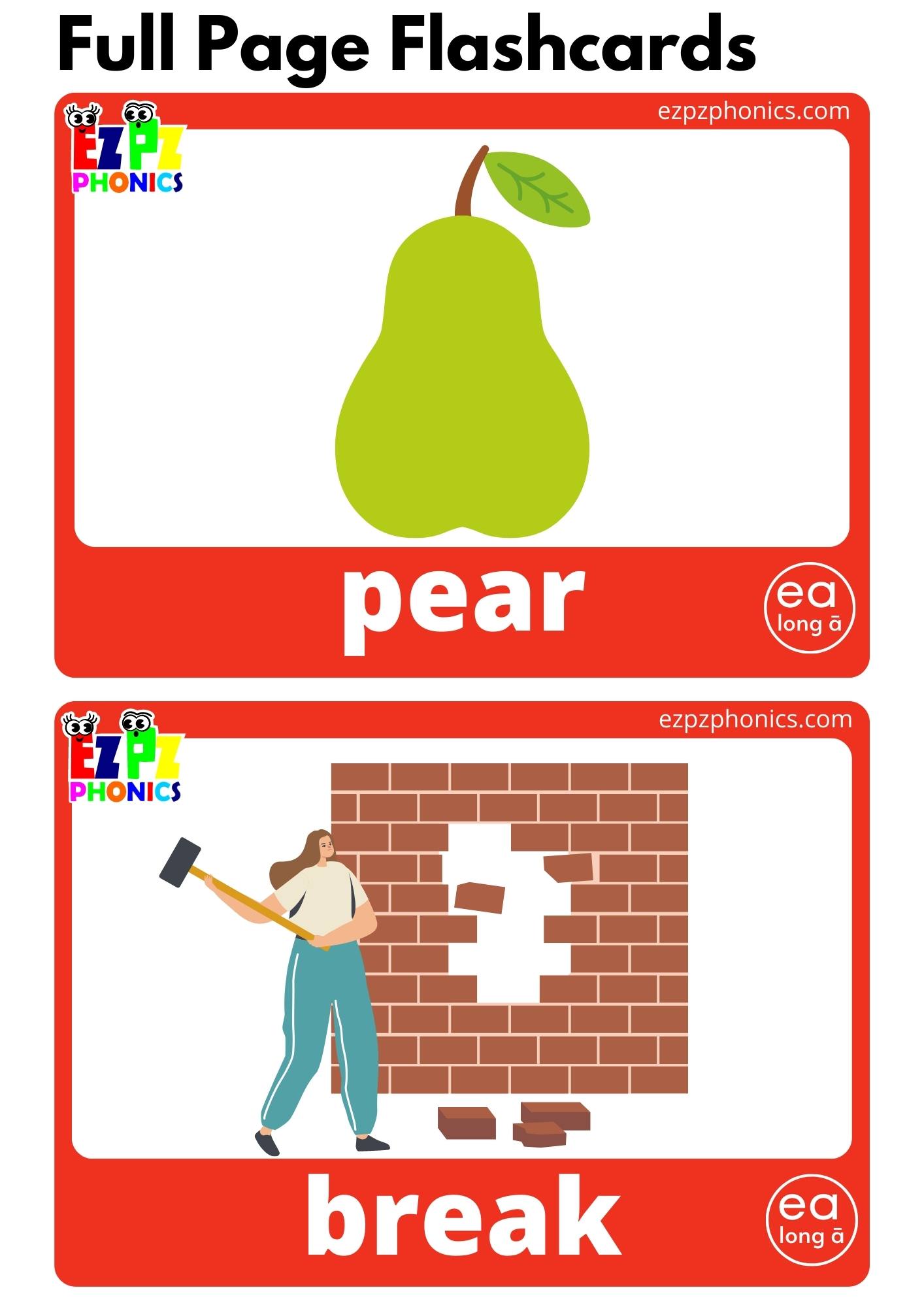Ea Words Long A Vowel Sounds Flashcards With Words And Free Pdf
